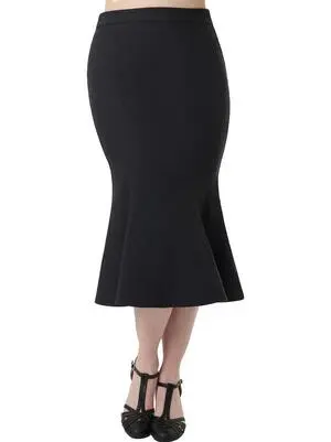 Unique Vintage Boucle Trumpet Skirt By - Black
