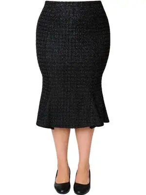 Unique Vintage Unique Vintage Boucle Trumpet Skirt Black Solid