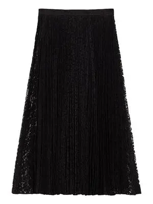Theory Leopard Lace Sunburst Midi Skirt - Black