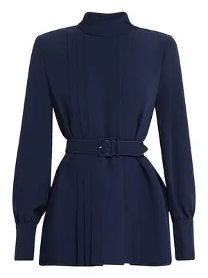 Valentino Garavani Valentino Garavani Pleated Cady Top With Belt Indigo