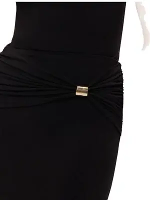 Herve Leger Valentina Drape Midi Skirt - Black