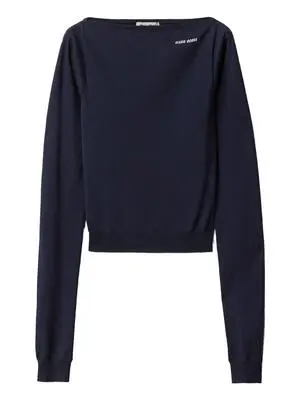 Miu Miu Wool Boat-neck Sweater - Navy