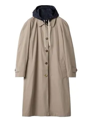 Miu Miu Reversible Panama Cotton And Technical Pongé Coat - Clay/navy
