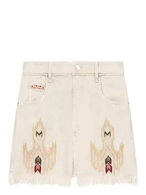 ETOILE Etoile Lesia 'The Kiss' Organic Cotton Denim Shorts Ecru