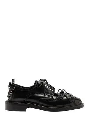 Simone Rocha Lace-up Glossed Leather Brogues - Black