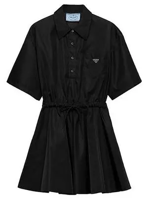 Prada Brand-plaque Short-sleeve Shell Mini Dress - Black