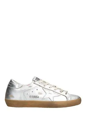 GOLDEN GOOSE Superstar Metallic Leather Low-top Trainers - Silver