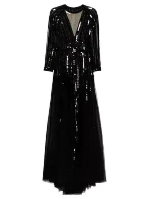 SAIID KOBEISY Sequin Long Dress - Black
