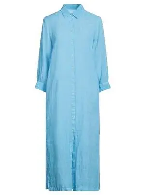 120% Lino Midi Shirt Dress - Azure