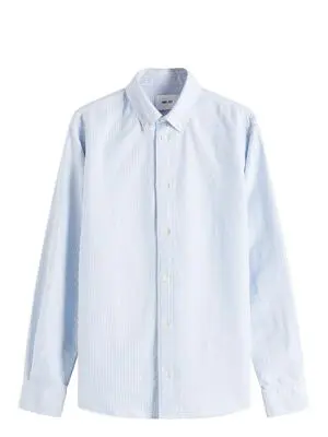Nn07 Colby Logo Oxford Shirt Blue Stripe