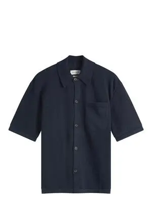 Oliver Peoples Short Sleeve Mawes Knited Shirt - Navy
