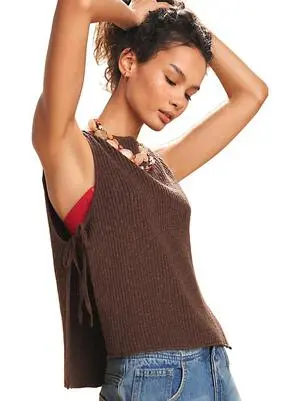 Free People Lizzie Sleeveless Sweater Top - Carafe