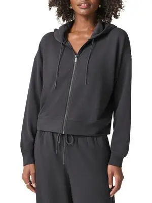 Splendid Waffle Scuba Knit Full Zip Hoodie - Lead