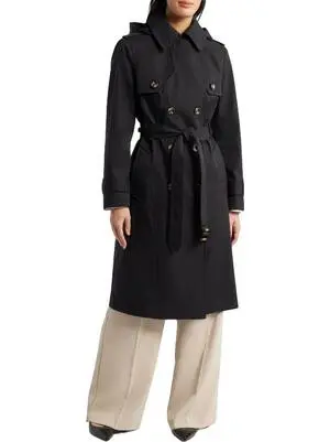 London Fog Double-breasted Trench Coat - Black
