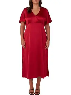 ESTELLE Estelle Artemis Flutter-Sleeve Midi Dress