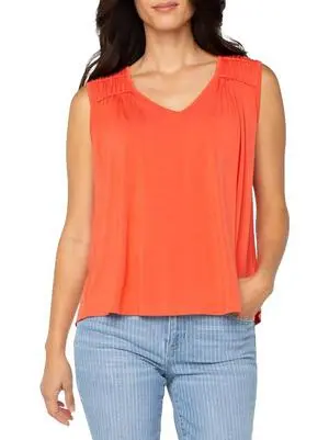 LIVERPOOL Shirred Knit Top - Clementine