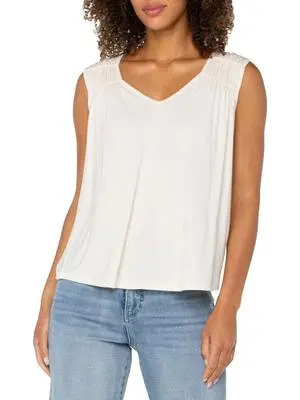LIVERPOOL Shirred Knit Top - Whipped Cream