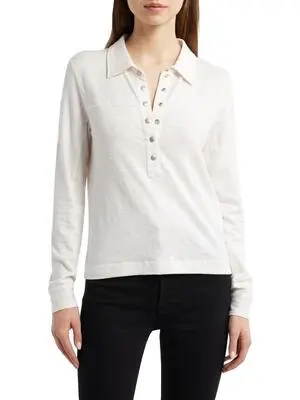 FRAME FRAME The Snap Long Sleeve Linen Blend Henley