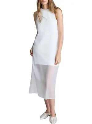 KENNETH COLE Kenneth Cole Sheer Organza Overlay Midi Dress Pure White