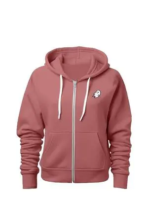 DALIX Embroidered Zip-up Hoodie - Mauve
