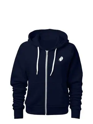 DALIX Embroidered Zip-up Hoodie - Navy Blue