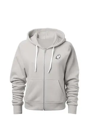DALIX Embroidered Zip-Up Hoodie Silver