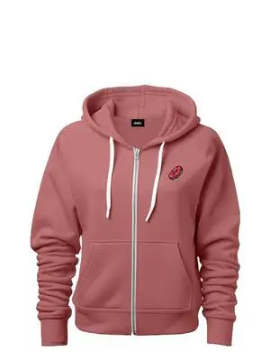 DALIX Donut Embroidered Full Zip Hoodie - Mauve