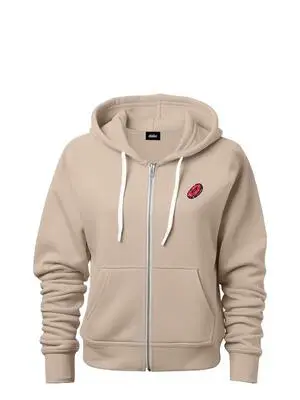 DALIX Dalix Donut Embroidered Full Zip Hoodie Tan