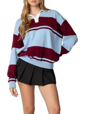 EDIKTED EDIKTED Kian Stripe Cotton Rugby Sweater