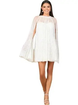 LARA NEW YORK Beaded Cape Dress - Ivory