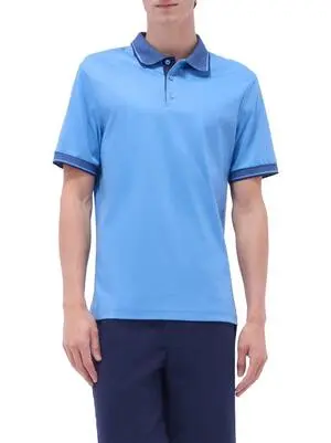 Bugatchi Tipped Pima Cotton Piqué Polo Classic Blue