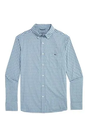 Vineyard Vines Topsail Classic Fit Gingham Button-down Performance Shirt Aqua Haze