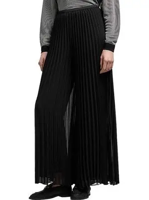 Emporio Armani Palazzo Plisse Techno Georgette Trousers - Black