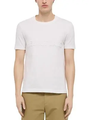 Helmut Lang Short Sleeve Embossed Logo Tee Optic White