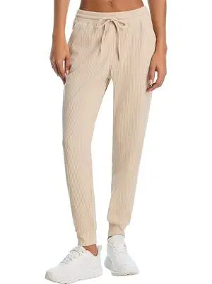 Aqua Brushed Rib Joggers Beige