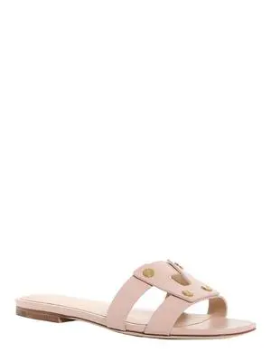 Veronica Beard Via Leather Slide Sandals Rose
