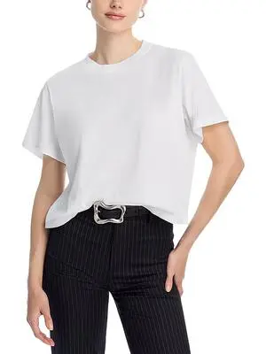 Aqua Haley Crop Boxy Tee - White
