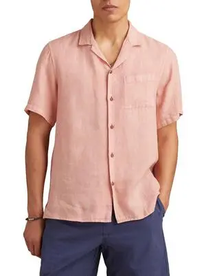 Lucky Brand Slub Linen Camp Shirt - Cameo Brown