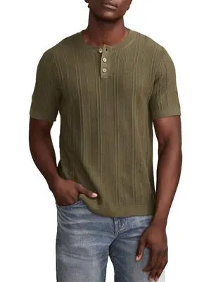 Lucky Brand Short Sleeve Henley Sweater - Thyme