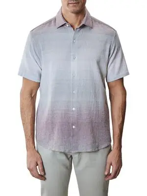 Robert Barakett Tiffin Short Sleeve Woven Button-up Shirt - Purple