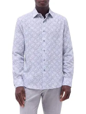 Bugatchi Julian Floral Cotton Button-up Shirt - Platinum