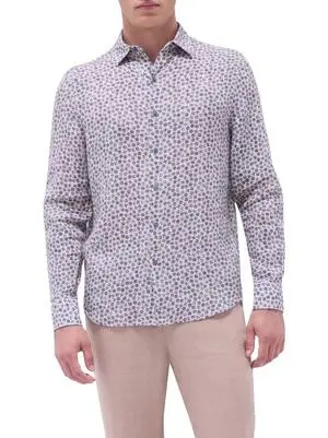 Bugatchi Julian Shaped Fit Linen Button-up Shirt - Sand