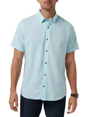 Travis Mathew Early Check In Cotton Button-up Shirt - Cory Blue