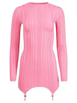 Fleur Du Mal Rib Garter Dress - Pink Cadillac