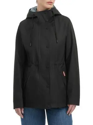 Hunter Abbey Water Repellent Rubberized Rain Jacket - Black
