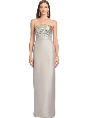 Sachin & Babi Phaedra Strapless Column Gown - Pewter
