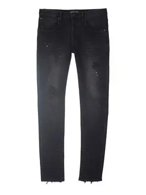 PURPLE BRAND Resin Repair Mid Rise Slim Jean - Black