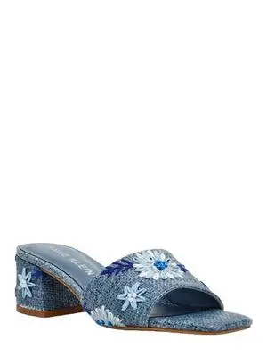 Anne Klein Block Heel Sandal - Blue Raffia
