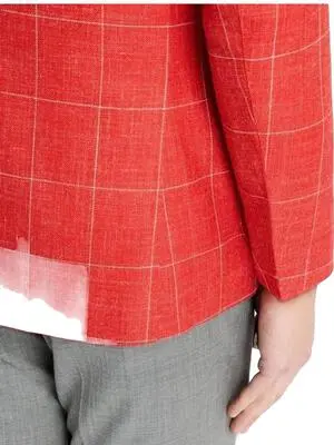 Kiton Cashmere-blend Windowpane Sport Coat - Red