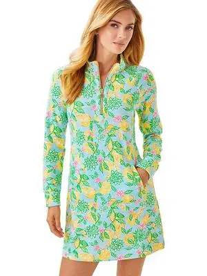 LILLY PULITZER Ashlee Half-Zip Dress Bluette Make Lemonade